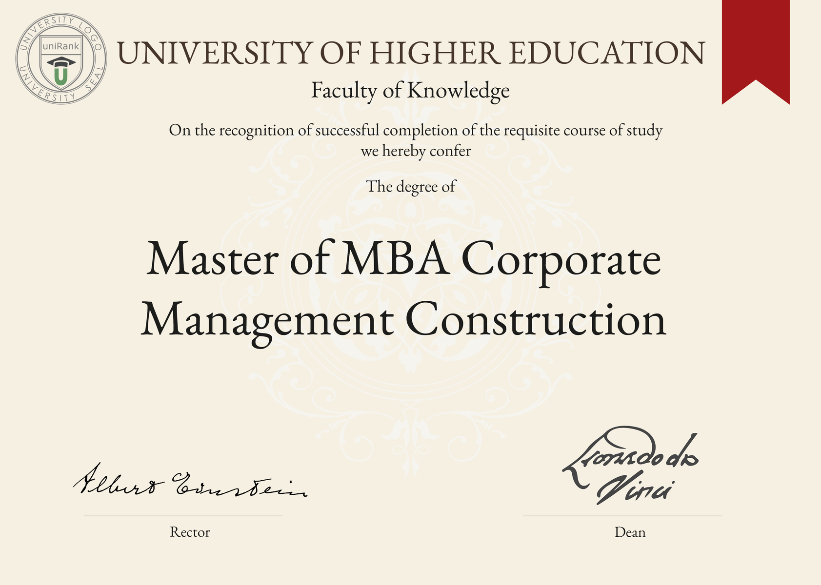 Master of MBA Corporate Management Construction MBA CM Construction
