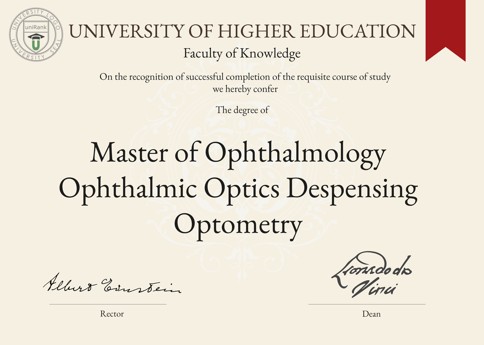 Master of Ophthalmology Ophthalmic Optics Despensing Optometry M.O.O.O.D.O.